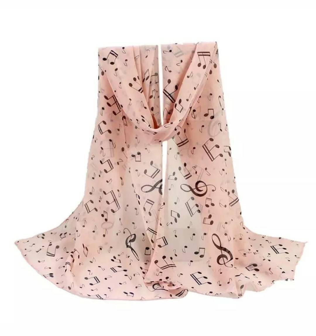 Pink Music Note Print Chiffon Scarf - Etsy