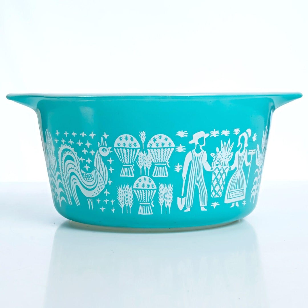 Vintage PYREX Turquoise Aqua Amish Butterprint 473 1 Qt Casserole Dish ...
