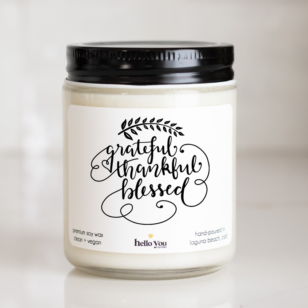 Grateful Thankful Blessed Soy Candle, Fall Scented Thanksgiving Gift - Etsy
