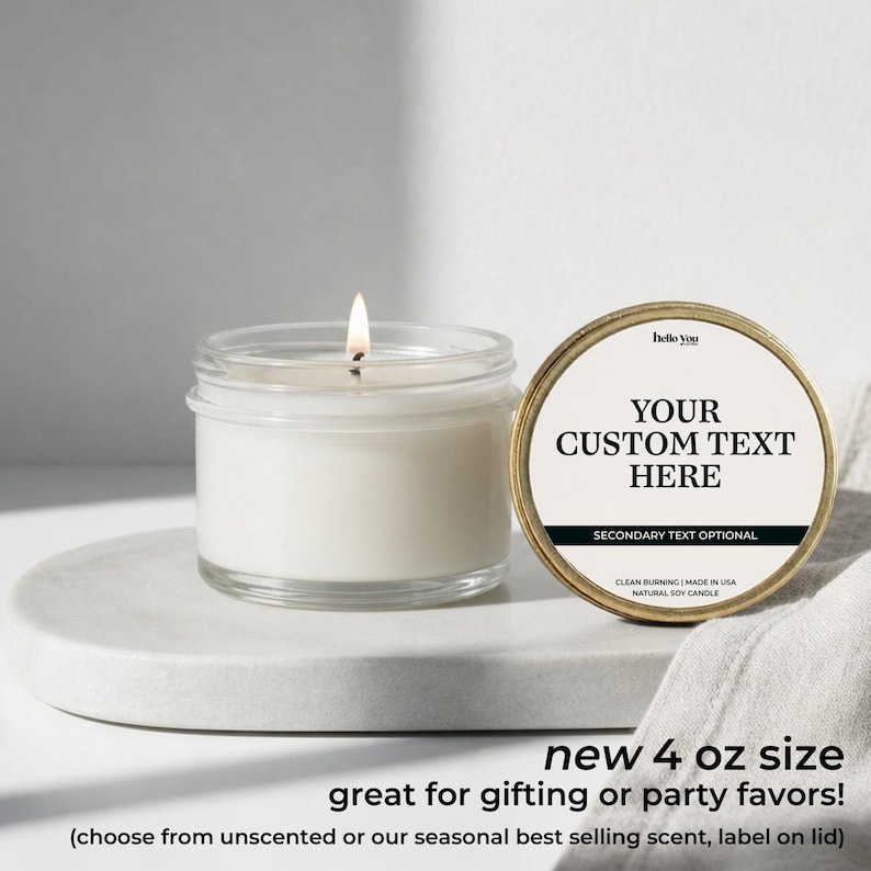 Personalized Candle Custom Text Candle Your Design Here Custom Logo ...