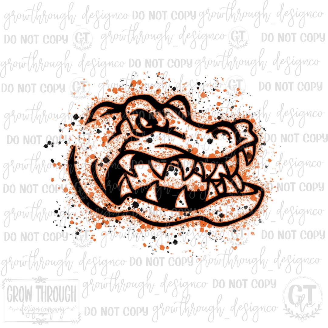 Gator Mascot - Paint Splatter - Orange and Black - Png Only - Etsy