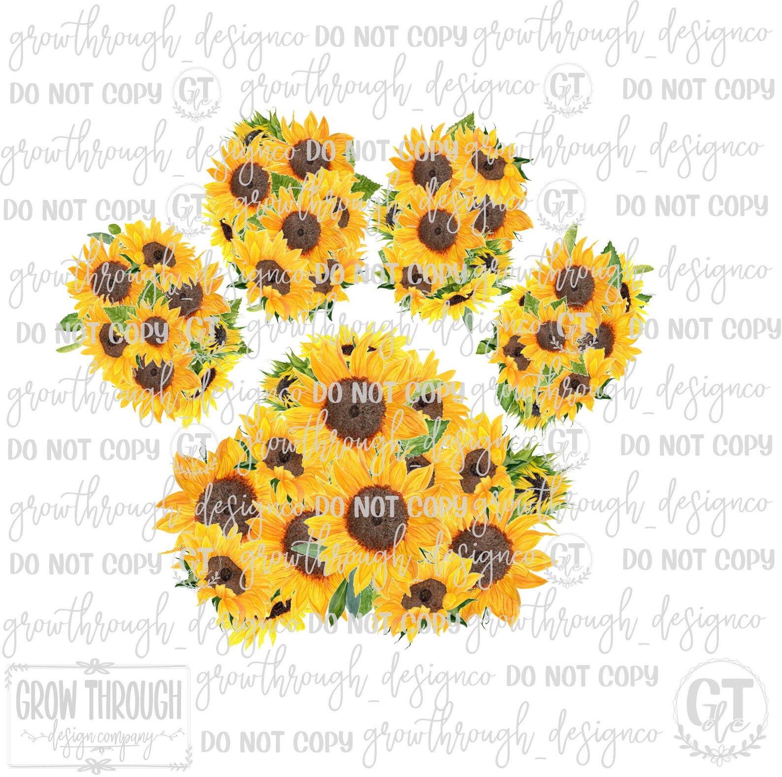 Sunflower Pawprint Png Only - Etsy
