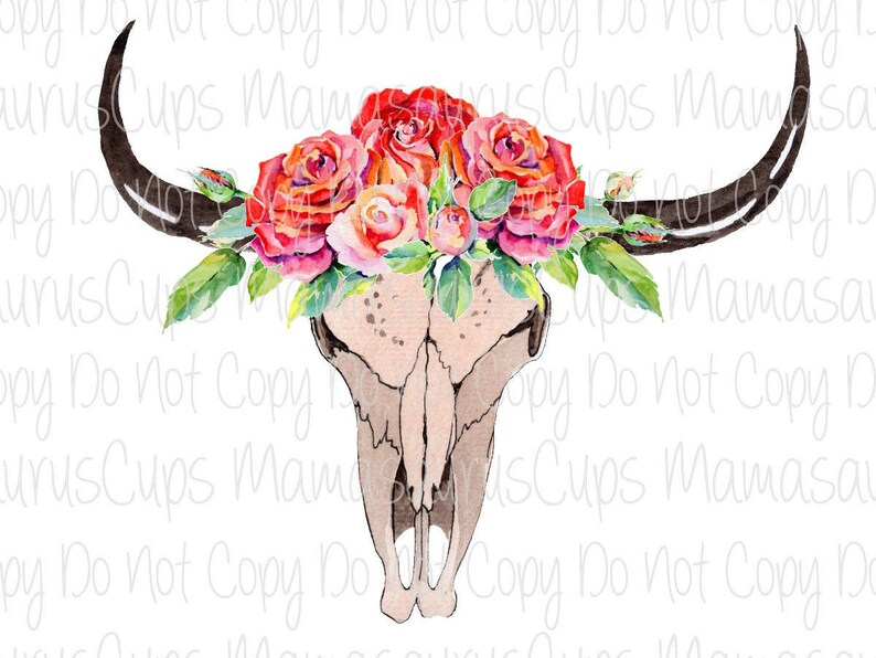 Bull Skull Roses - Etsy
