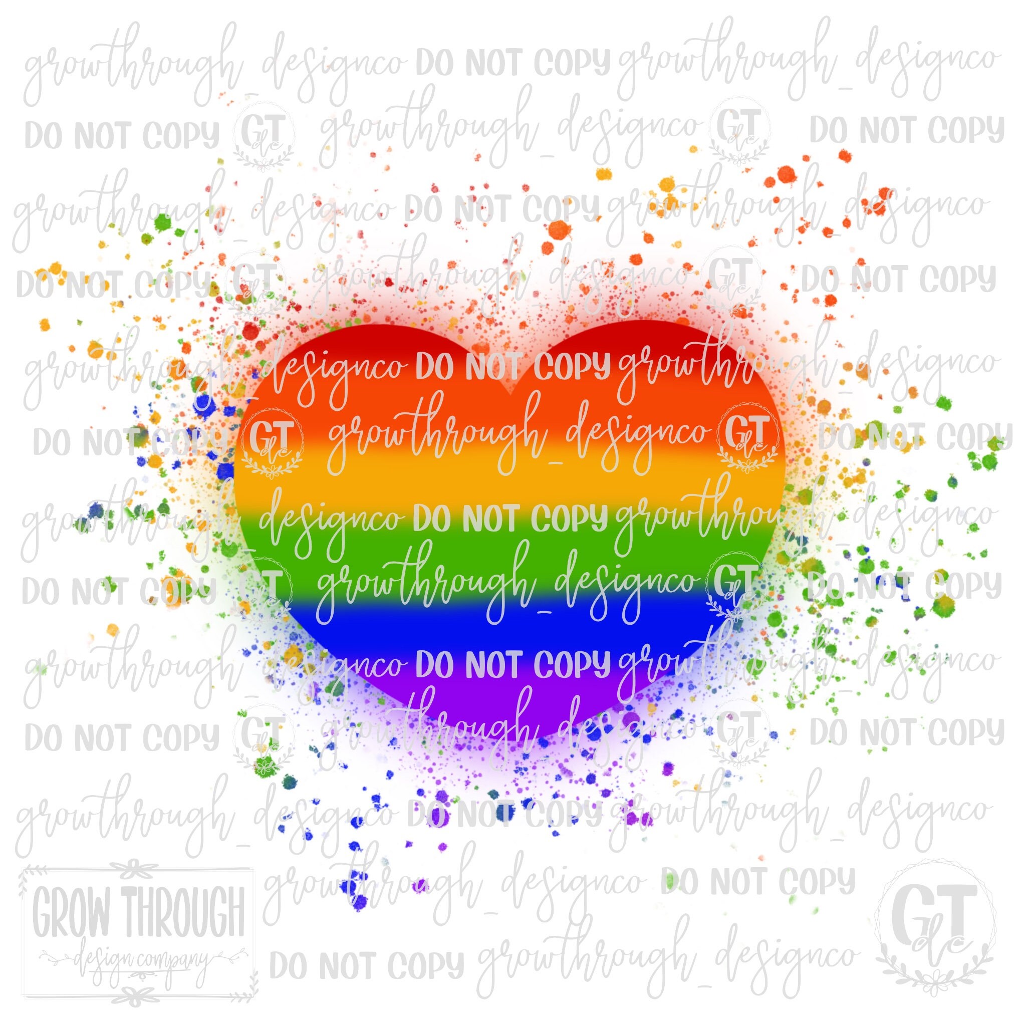 Rainbow Heart Paint Splatter - Png Only - Etsy