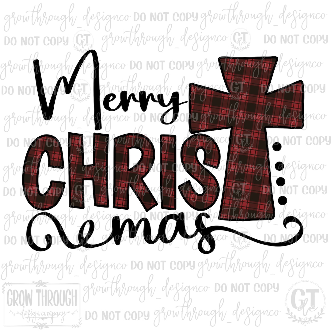 Merry Christmas Plaid Cross Png Svg - Etsy