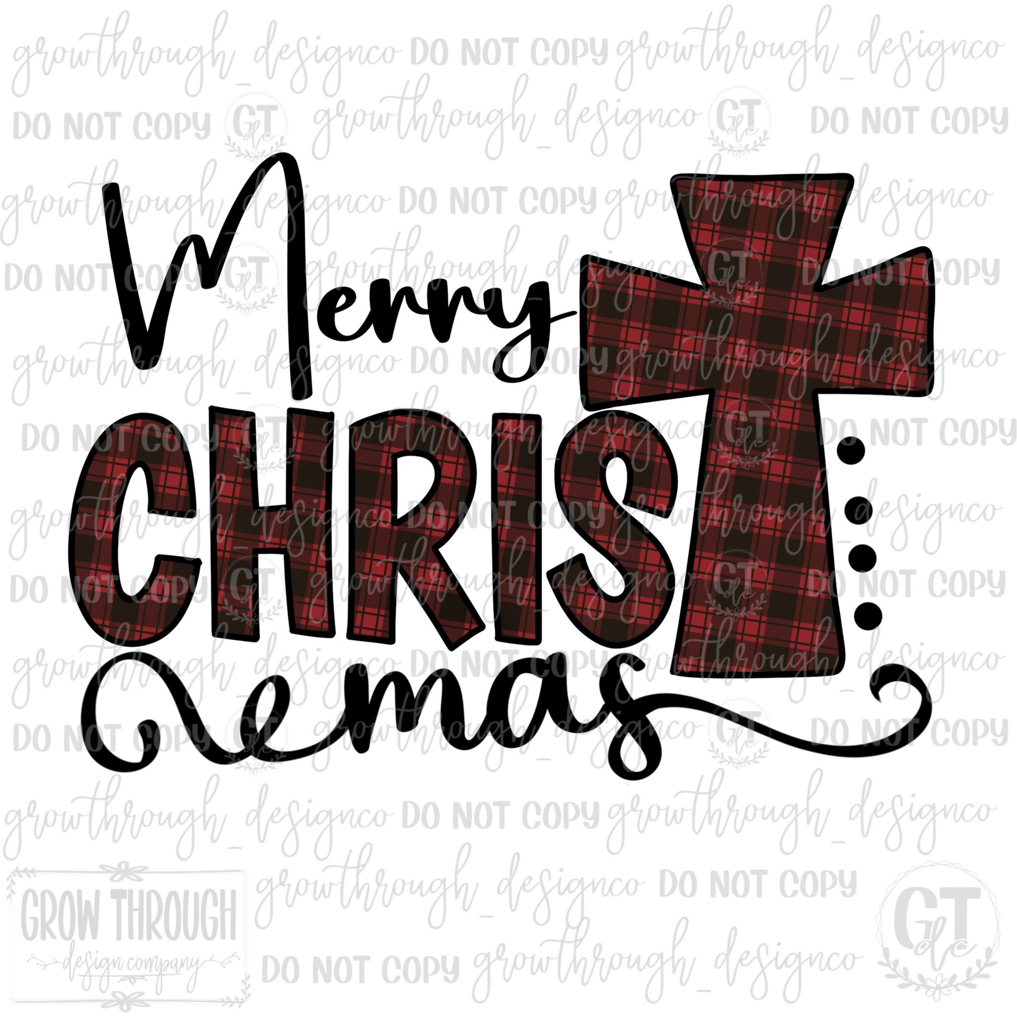 Merry Christmas Plaid Cross Png Svg - Etsy