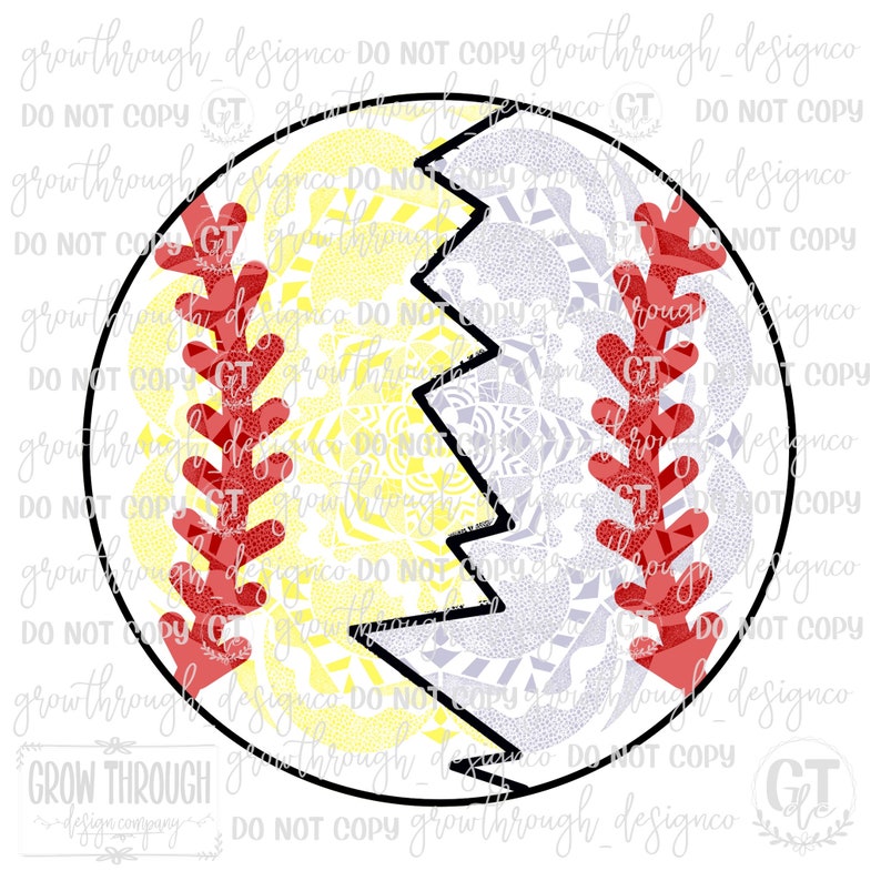 Softball Baseball Split Png Only Digital Download - Etsy