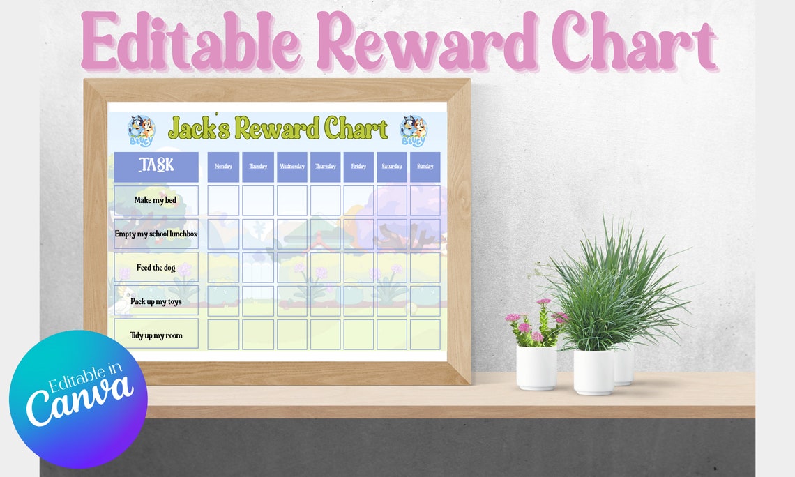 Bluey Rewards Chart | Editable A4 Landscape | Bluey Dollar Bucks ...