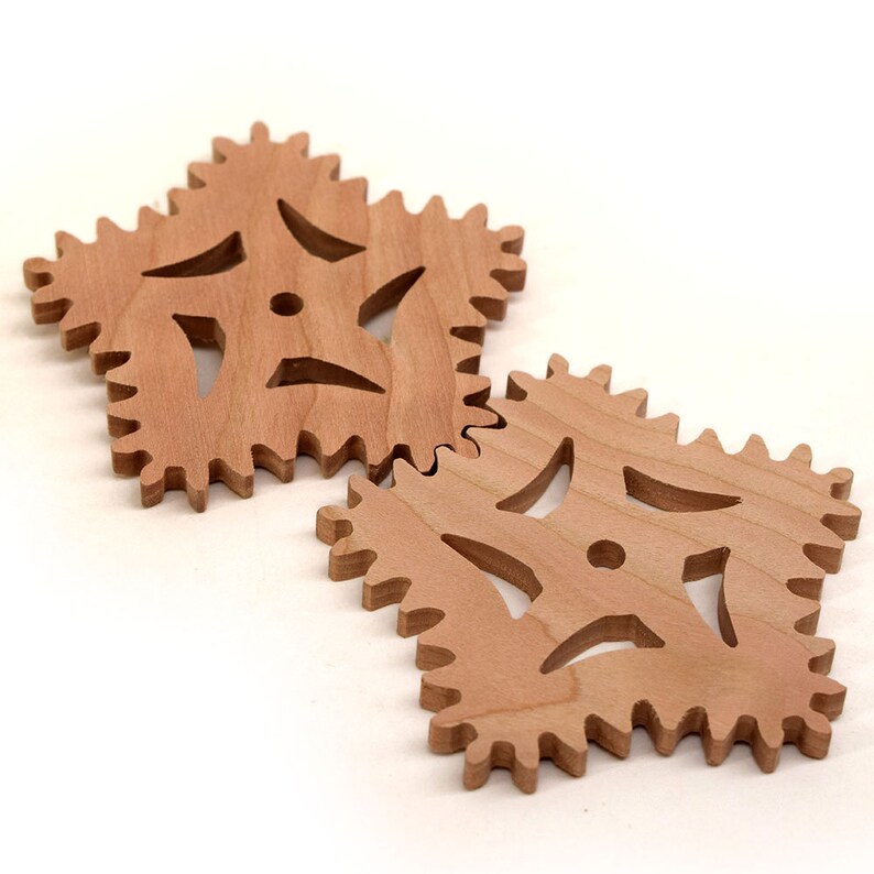 Wooden Gear Shapes Cherry Star and Triangle - Etsy