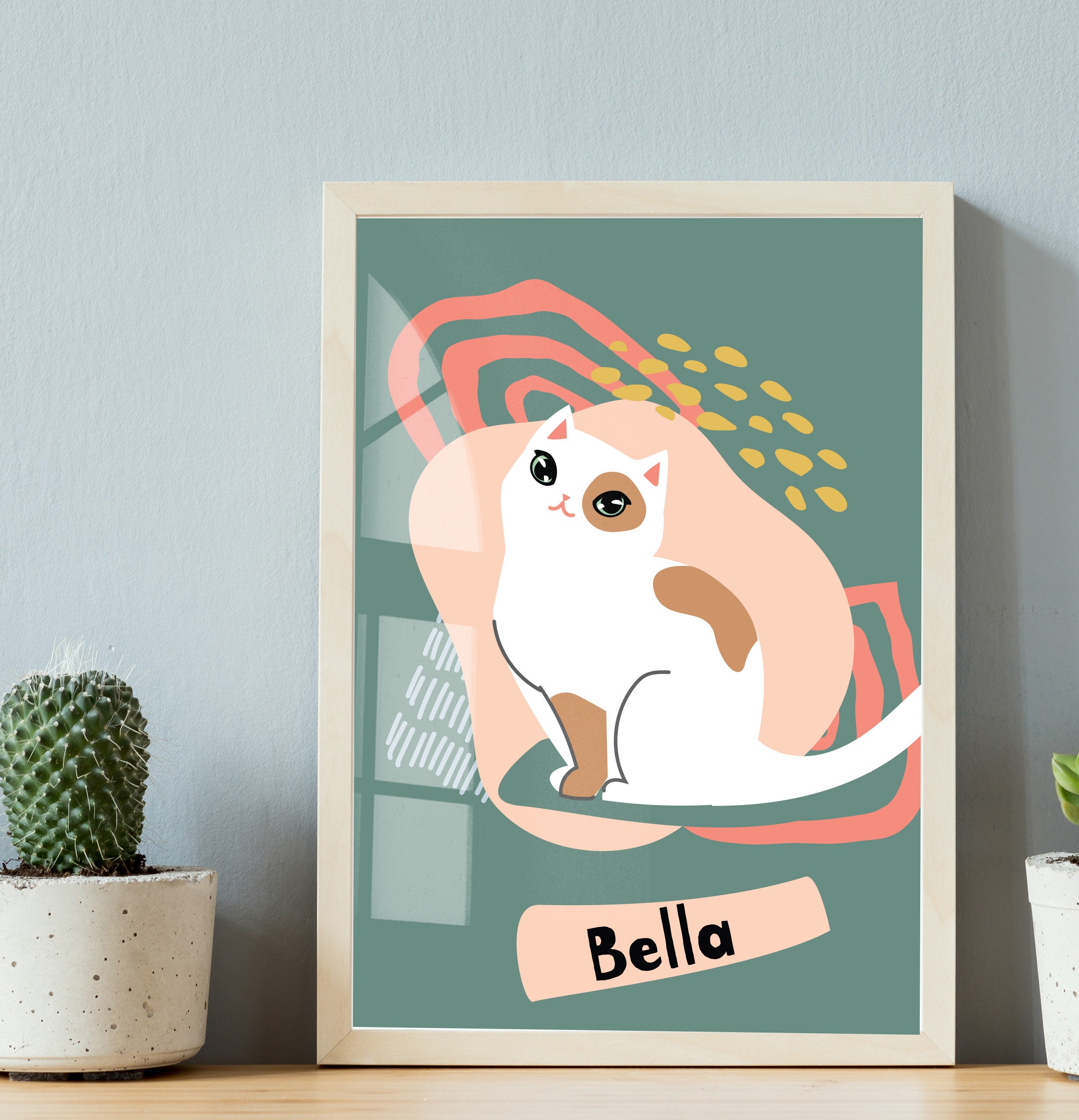 Cat Portrait Personalised Gift Cartoon Portrait Chibi Cat Custom Pet ...