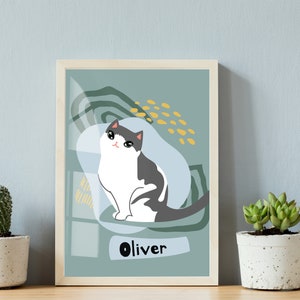 Cat Portrait Personalised Gift Cartoon Portrait Chibi Cat Custom Pet ...