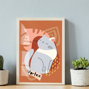 Cat Portrait Personalised Gift Cartoon Portrait Chibi Cat Custom Pet ...