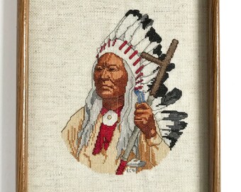 Cross Stitch Indian Chief - Etsy