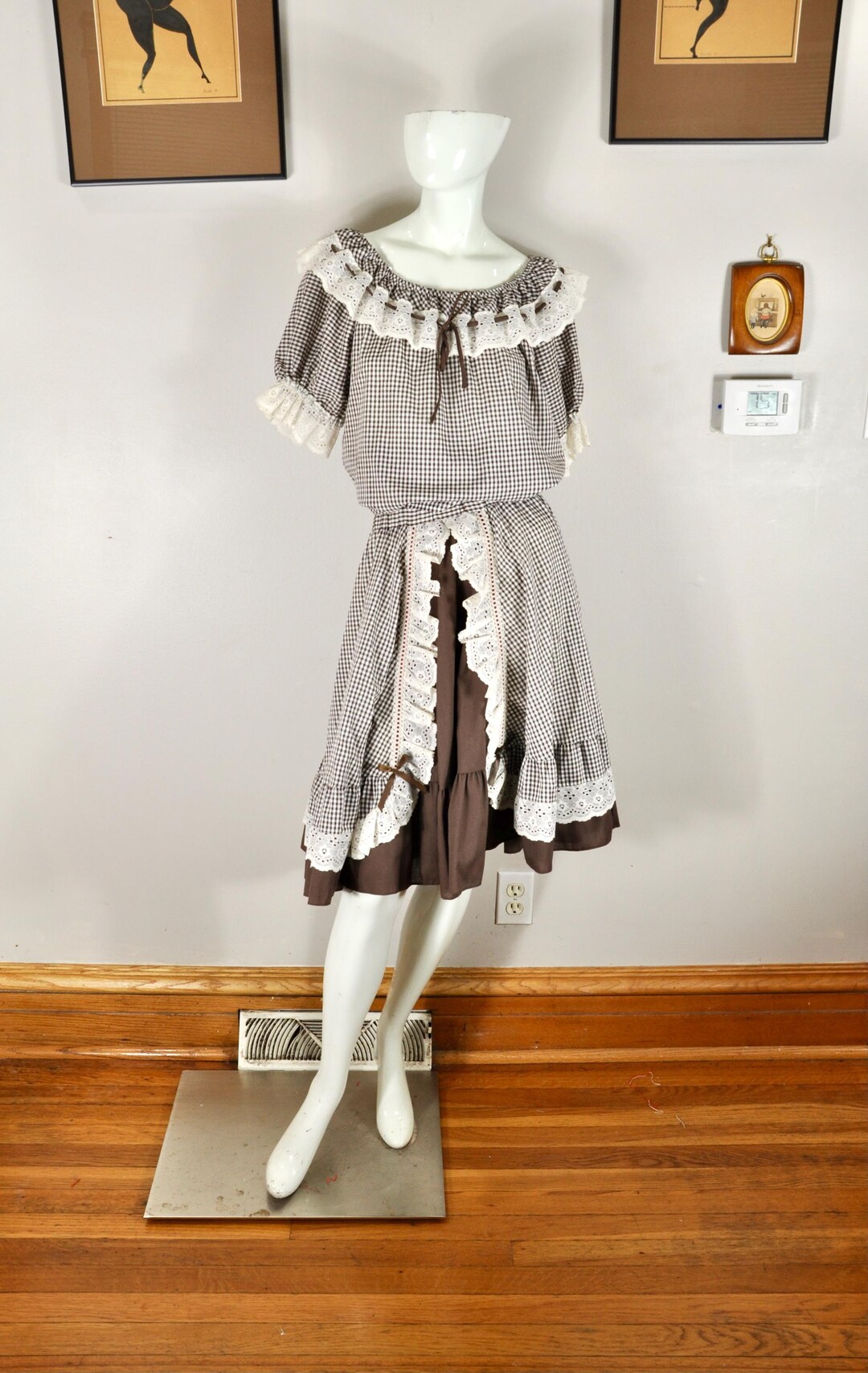 80s Jeri Bee Gingham Square Dance Set: Rockabilly Cowgirl Skirt ...