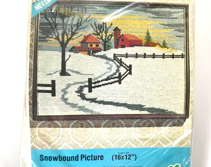 1975 Winter Farmhouse Needlepoint Lee Wards Stitch Kit, Snowbound, 16 X ...
