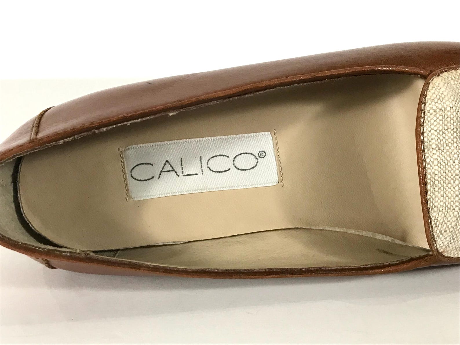 90s Slip-on Shoes, Linen and Brown Leather, Calico, Size 7.5M, Made in ...