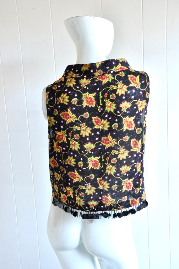 90s 60s Hippy Psychedelic Tank Top w/ Sequin Hem, Siz… - Gem