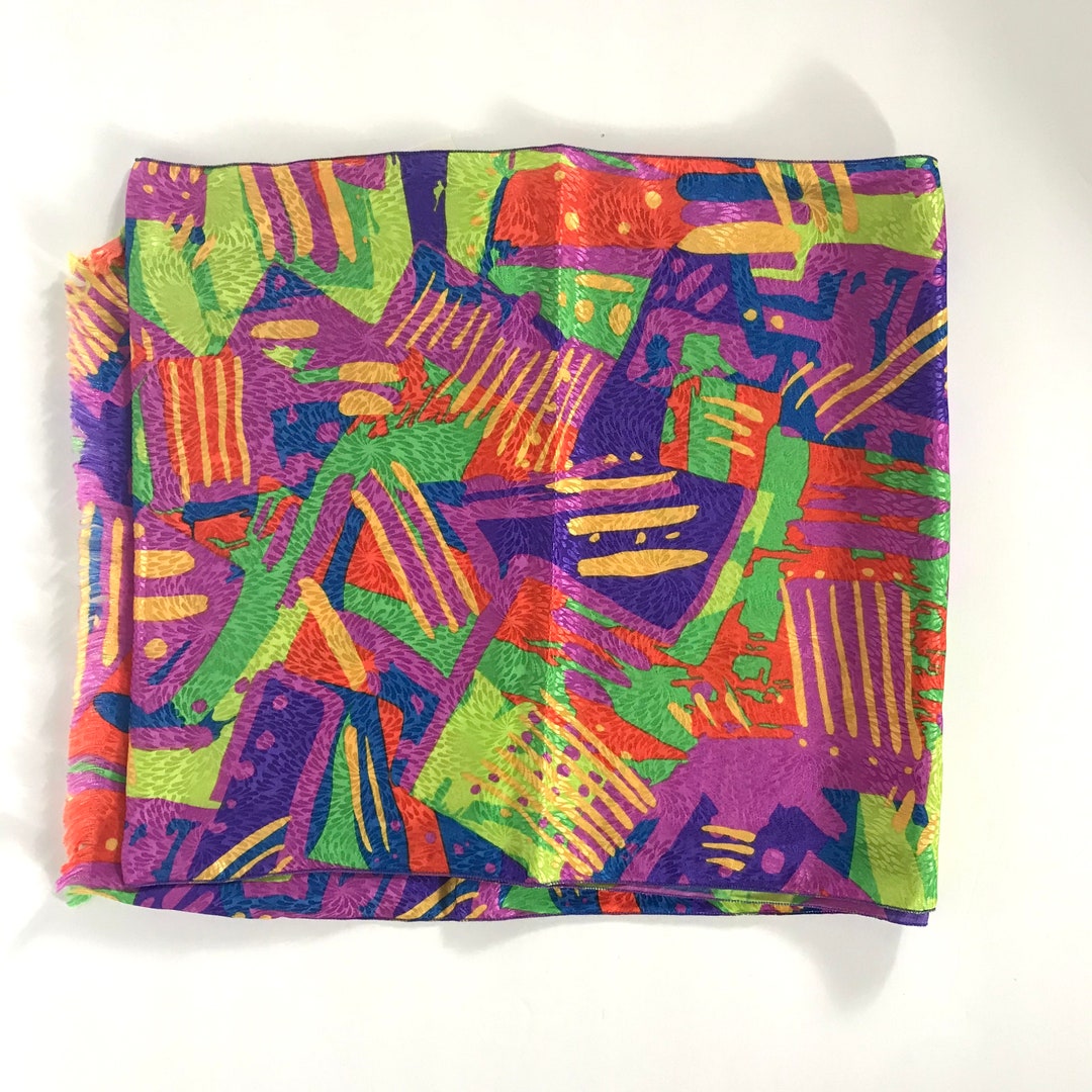 80s Pop Art Scarf: Mademoiselle Neon Abstract Polyester Oblong - Etsy