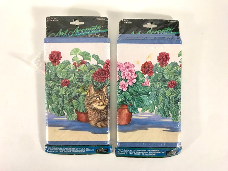 90s Cats & Flowers Border Wallpaper Art Accents Wallpaper 9 - Etsy