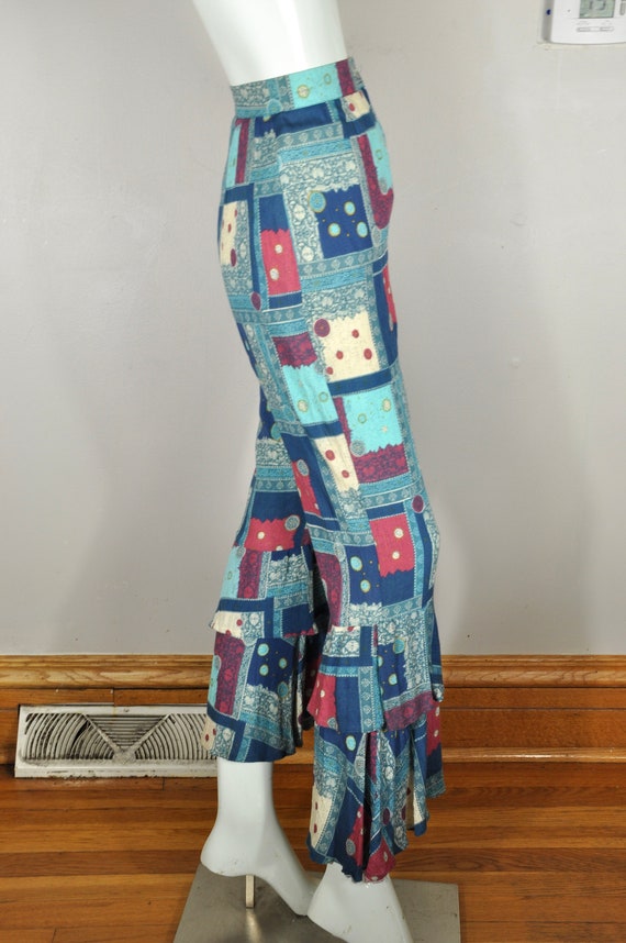 70s 80s Tiered Flare Patchwork-style Flamenco Pants, … - Gem