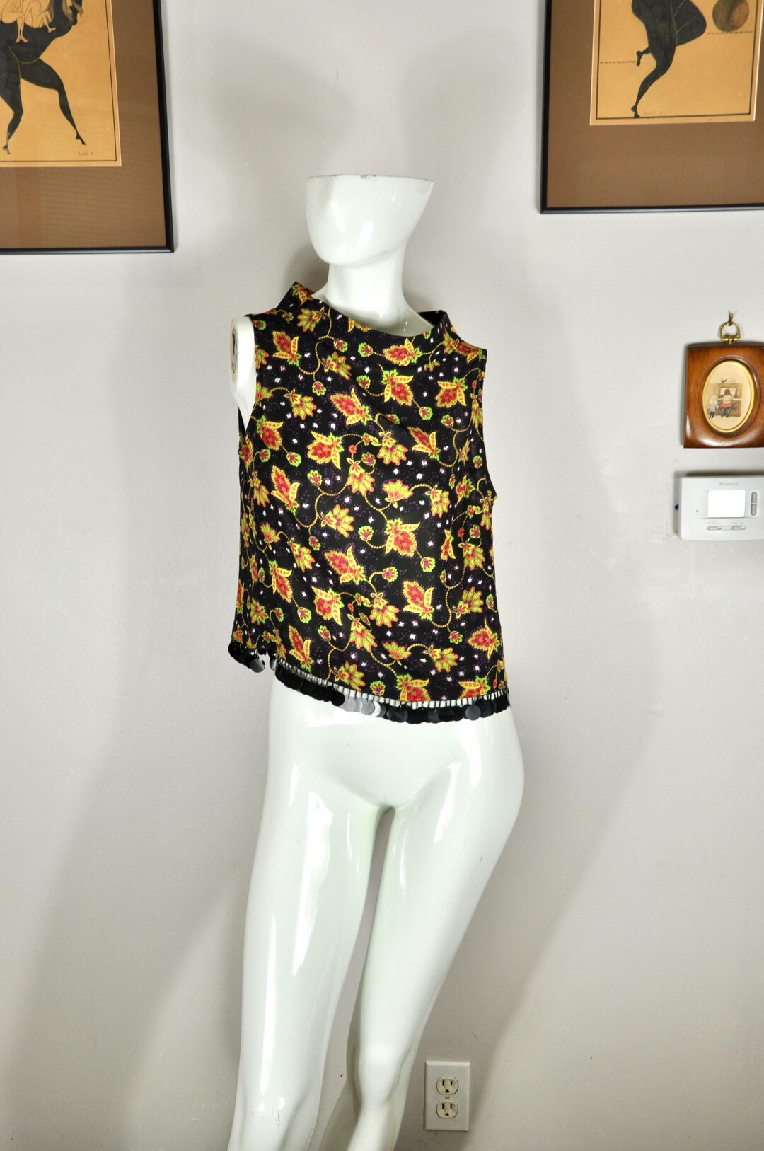 Paisley Sequin Belly Dance Top: 60s 90s Hippie Style - Etsy