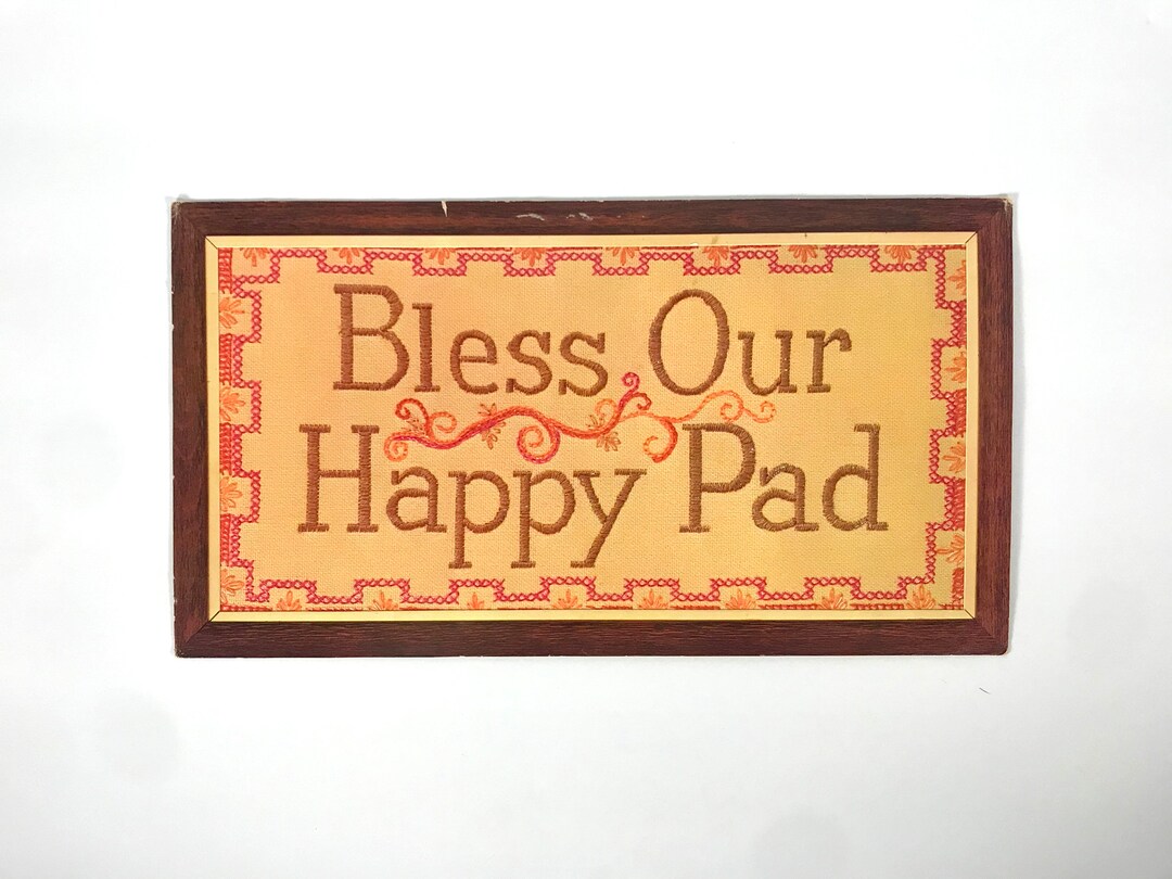 1960s "bless Our Happy Pad" Cardboard Sign - Mid-century Modern Wall ...