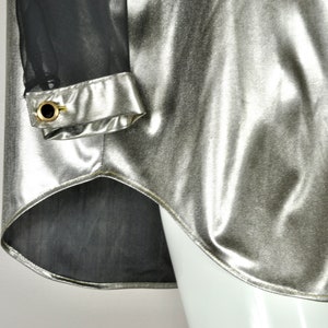 80s Liquid Silver Lamé Blouse, Main Frame, Oversized Medium, Disco ...