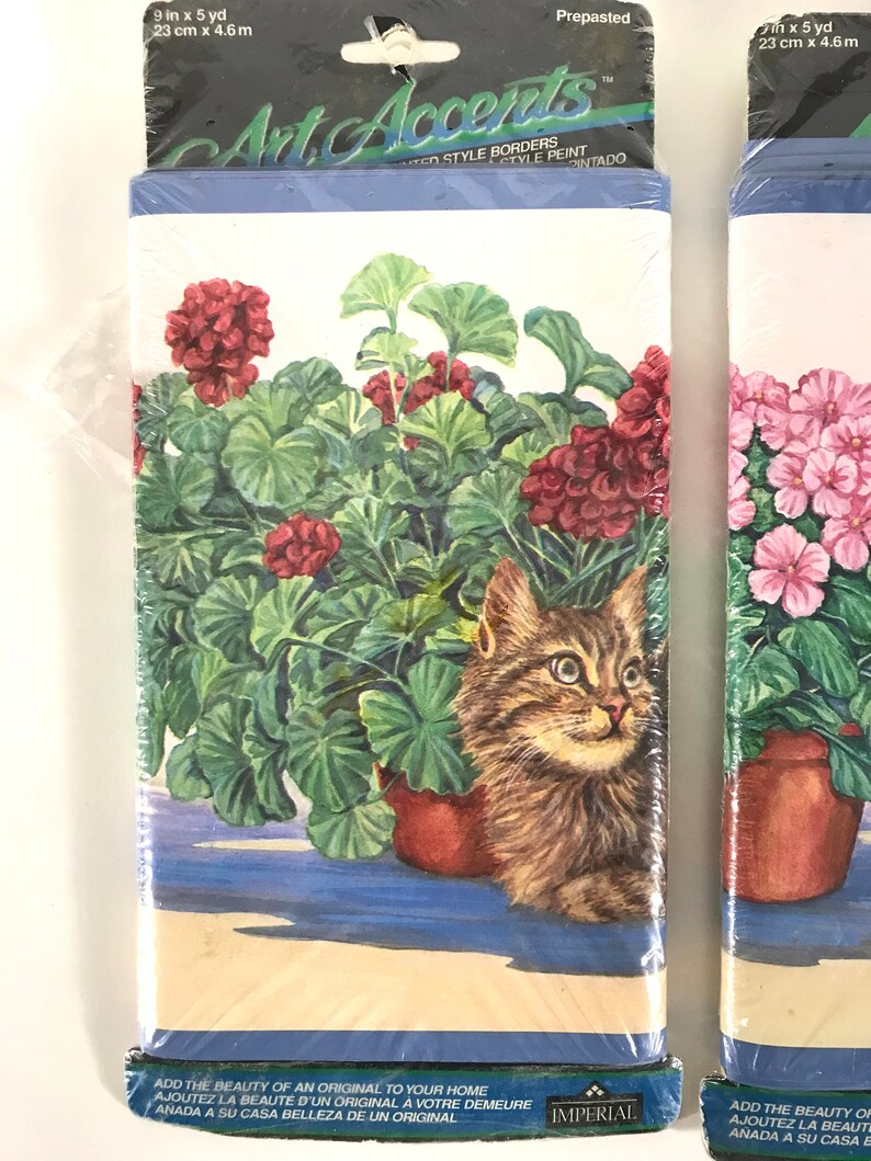 90s Cats & Flowers Border Wallpaper Art Accents Wallpaper 9 - Etsy