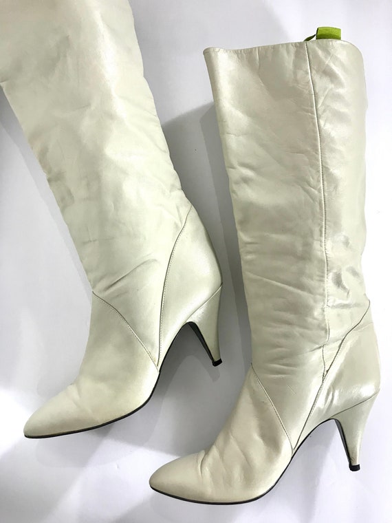 vintage white leather boots - Gem