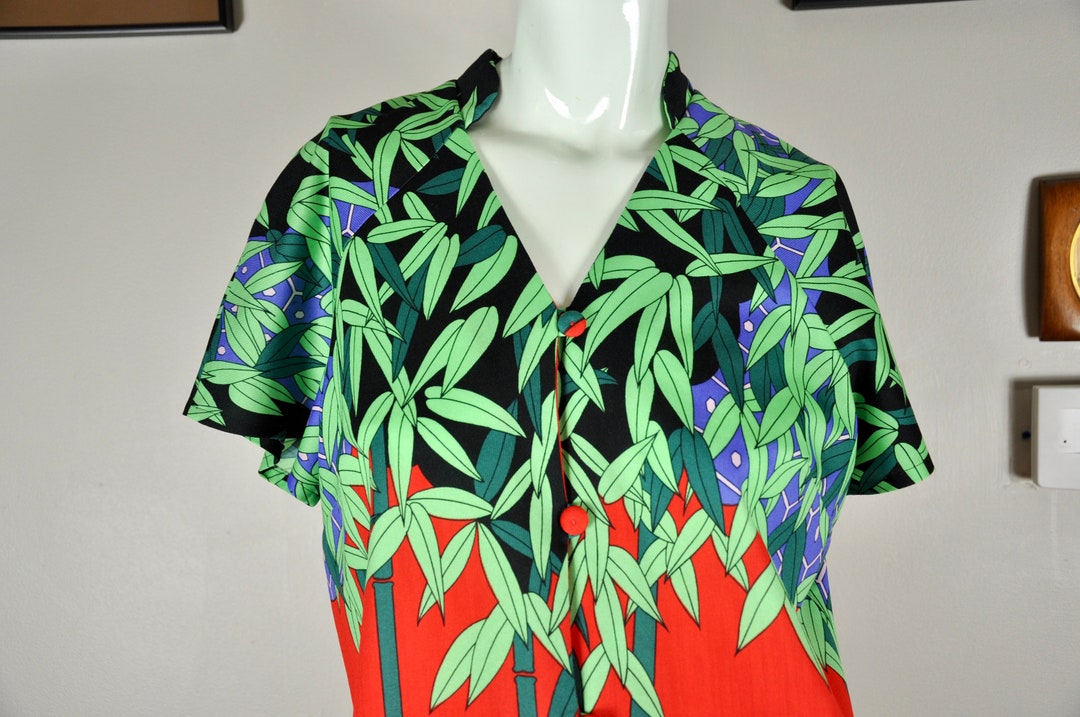 60s Birds and Leaves Hawaiian Top, Nani Mark Christopher Ltd., Size M ...