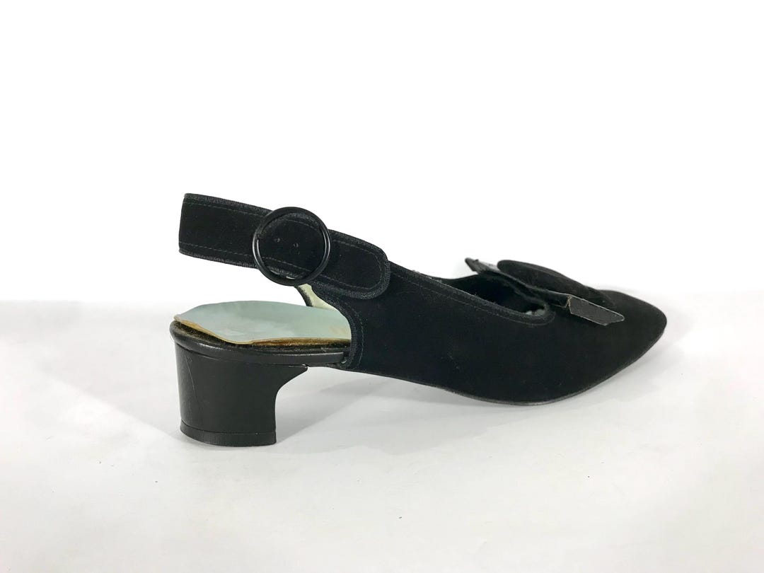 Vintage 40s Jantzen Kitten Heels: Snakeskin Bow Slingback Sandals, Size ...