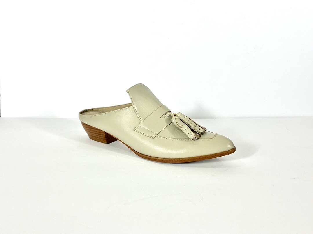 90s Cream Leather Tassel Mules, Size 8.5M, Matisse, Made in Brazil - Etsy