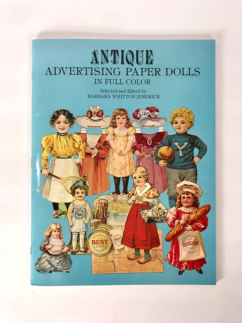 80s Antique Advertising Paper Dolls Book, Uncut, Vintage Marketing Ads ...