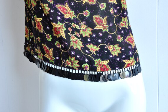 90s 60s Hippy Psychedelic Tank Top w/ Sequin Hem, Siz… - Gem