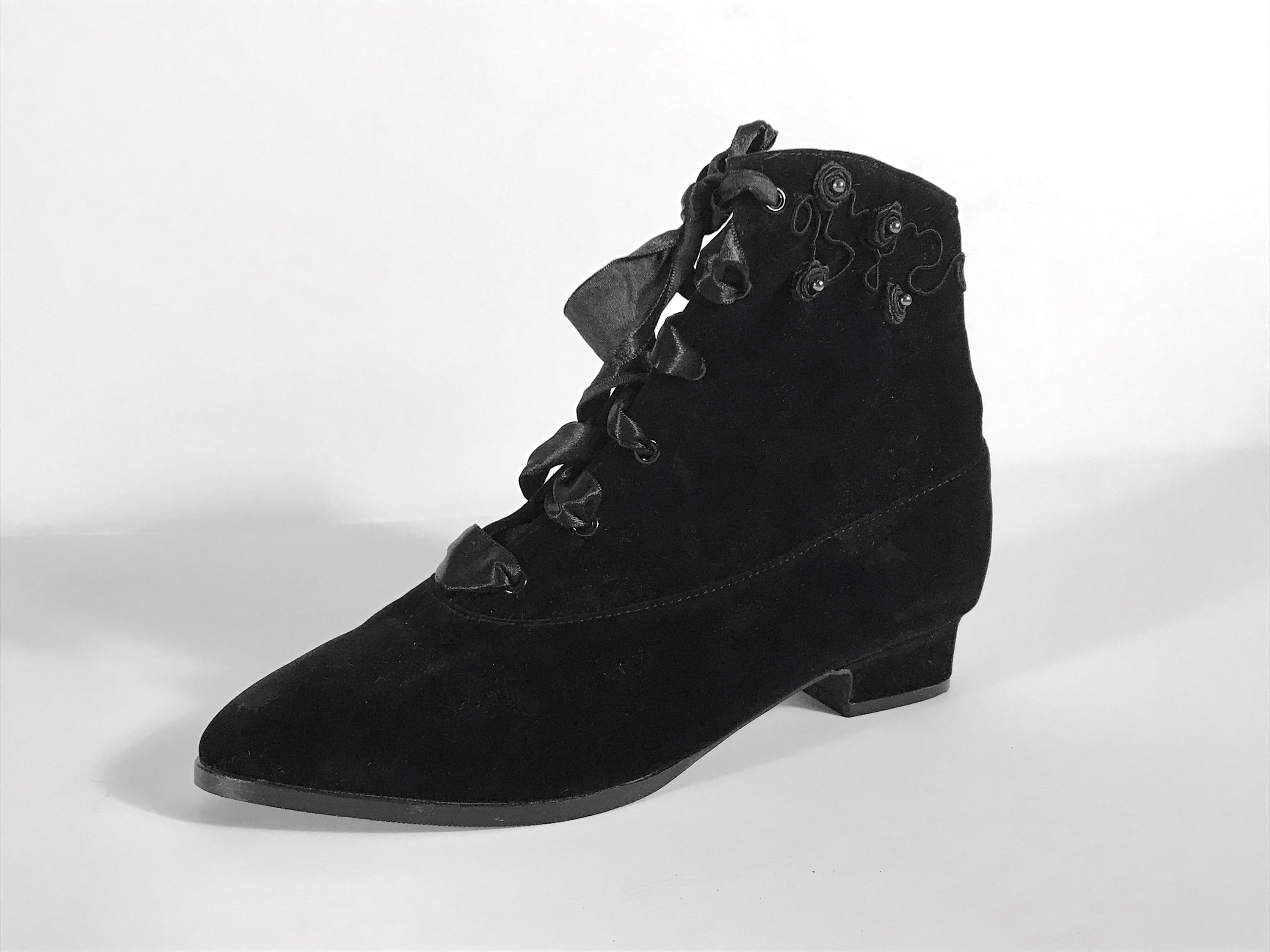 80s 20s Black Velour Victorian-style Booties W/ Soutache - Etsy