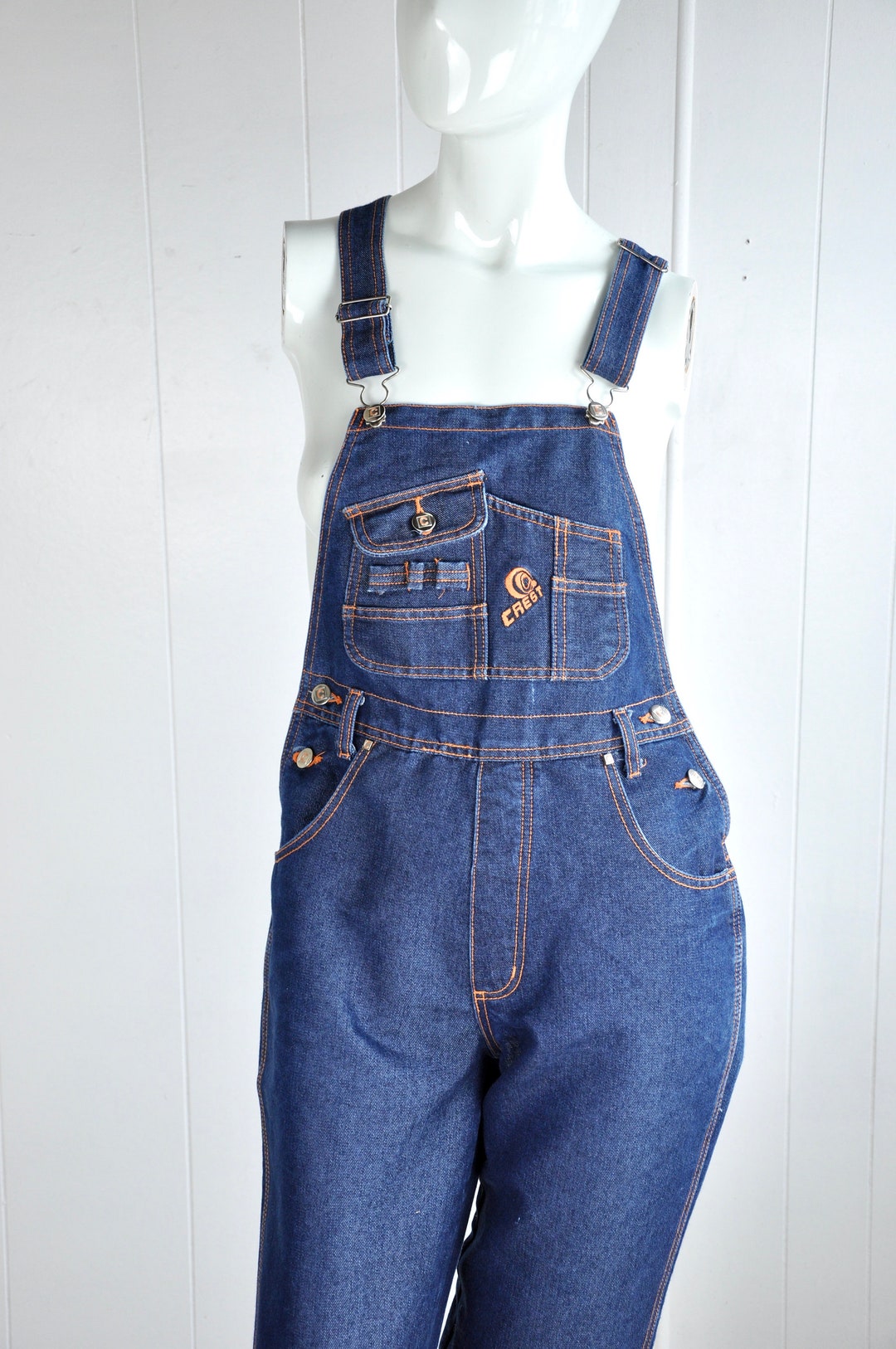 90s Denim Overalls, Size Small, Crest Dark Wash, Punk Club Kid Rave ...