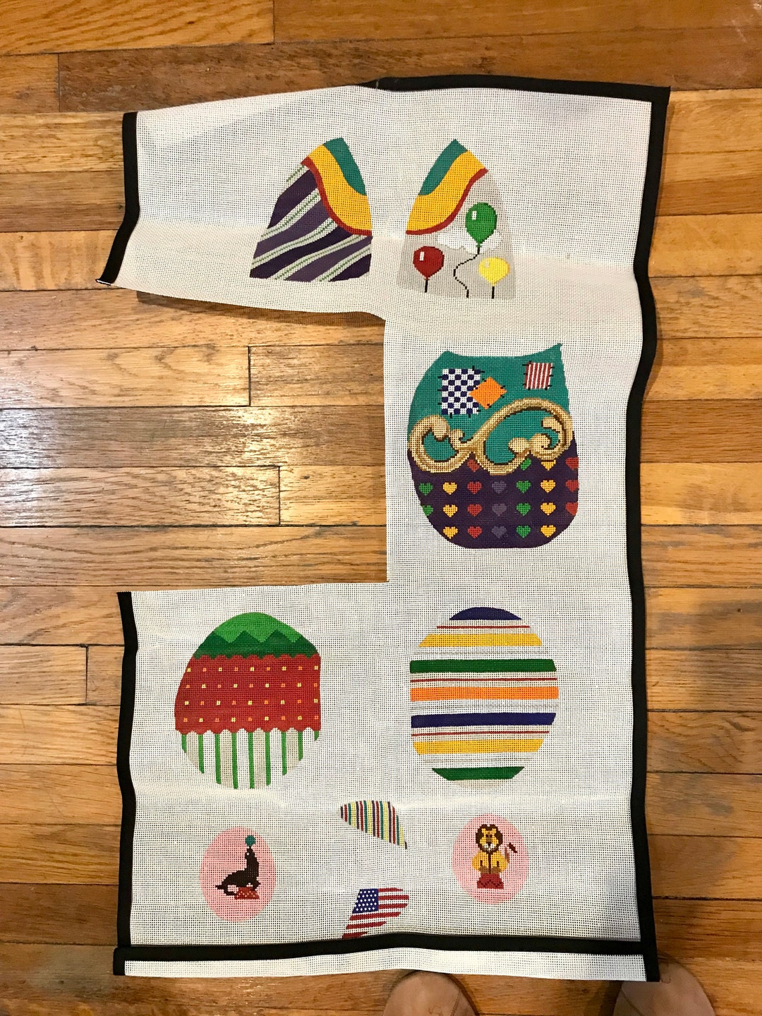 90s 3D Needlepoint Hand-painted Stuffed Bear / Animal Canvas Elements ...