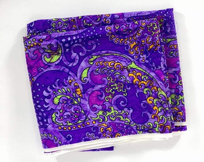 70s Fabric Purple Hawaiian Batik Paisley, Large Cut - Etsy