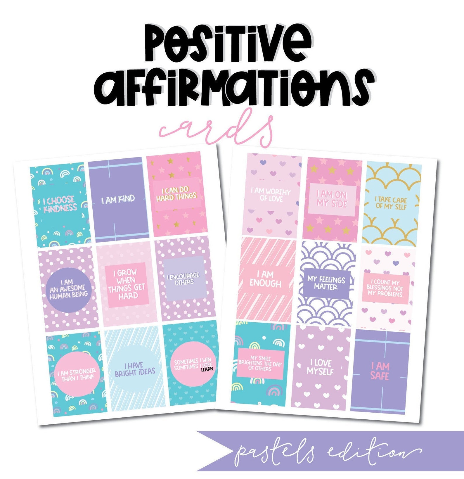 DIY Positive Affirmations Cards PDF Print And Cut Etsy
