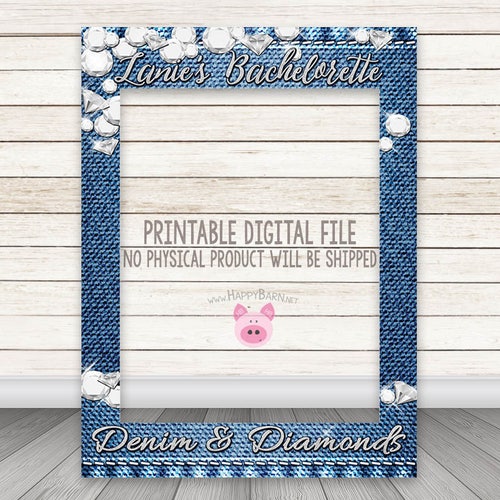 PRINTABLE Denim & Diamonds Party Photo Booth Frame Denim | Etsy