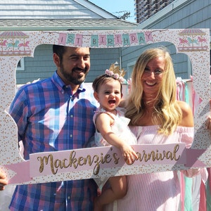 PRINTABLE Carousel Birthday Party Photo Booth Frame, Carnival Gold ...