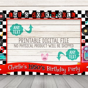 PRINTABLE 50s Photo Booth Frame, 1950 Diner Photo Booth Frame 50s Party ...