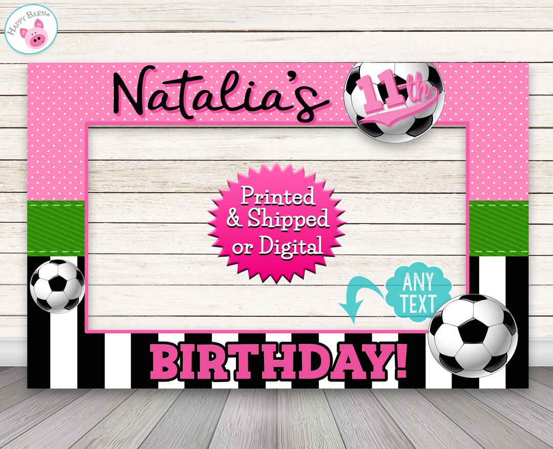 Soccer Photo Booth Frame, Football Photobooth Frame, Girl's Pink Soccer ...