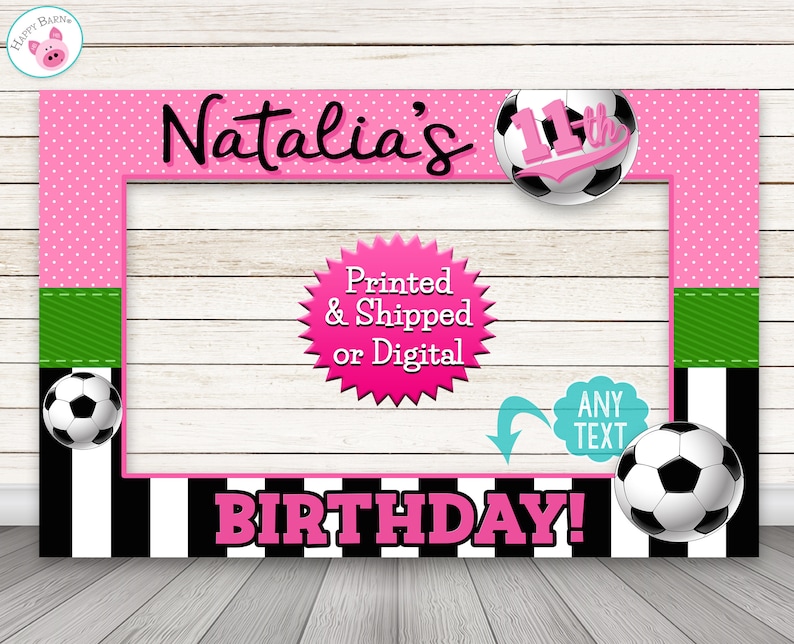 Soccer Photo Booth Frame, Football Photobooth Frame, Girl's Pink Soccer ...