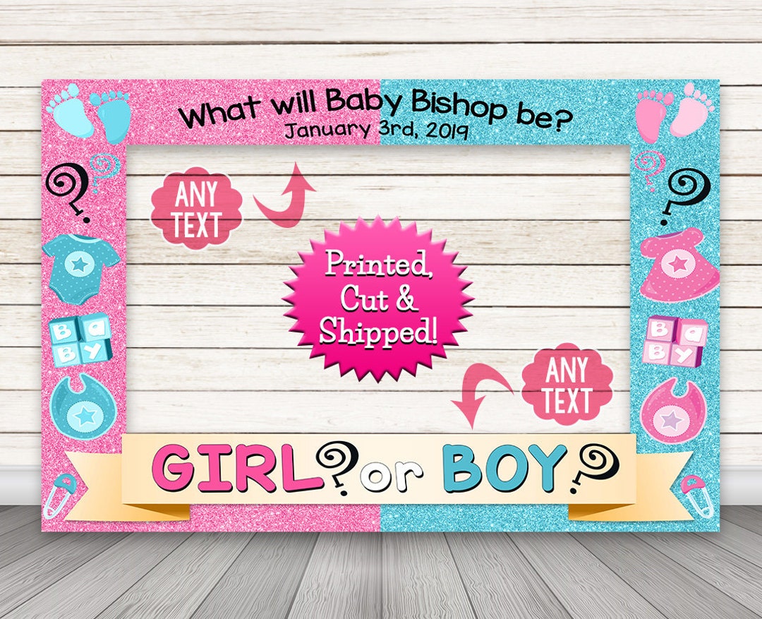 Gender Reveal Photo Booth Frame - PRINTED & SHIPPED or DIGITAL - Gender ...