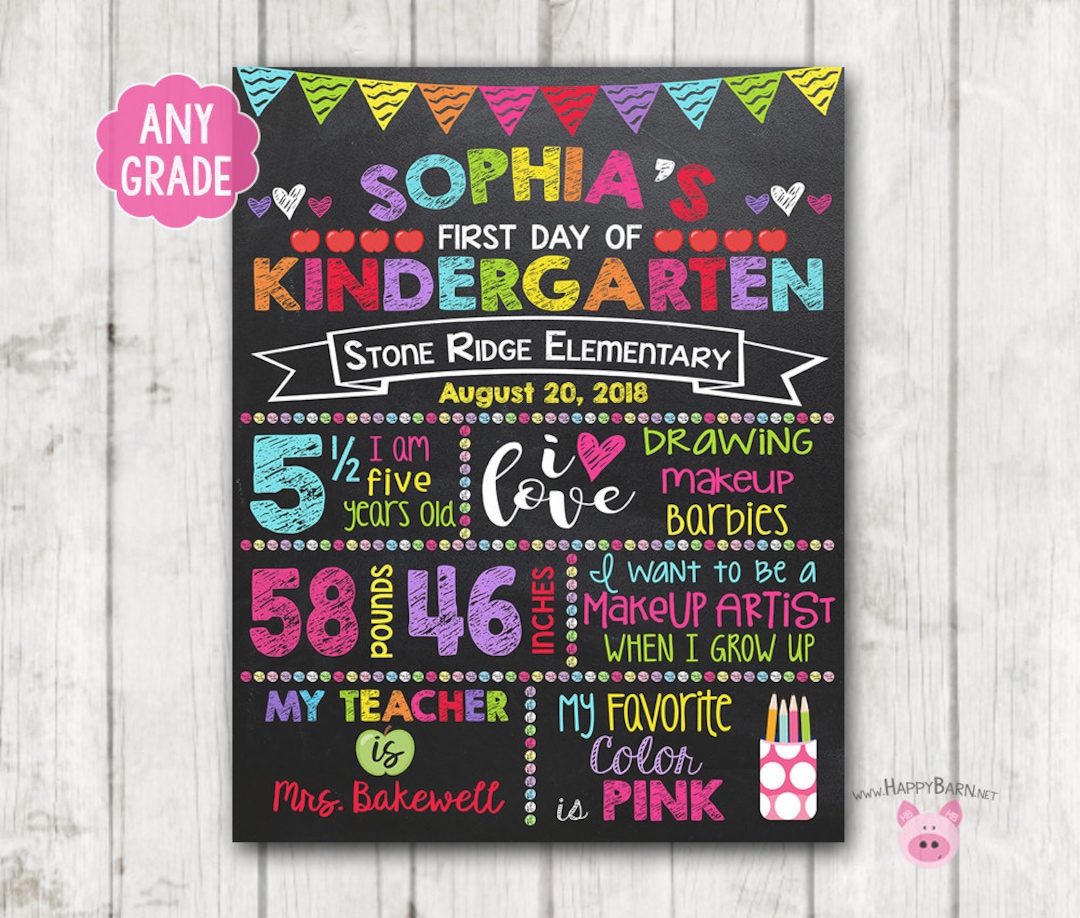 First Day of School Chalkboard Sign: Rainbow Design (digital Download ...