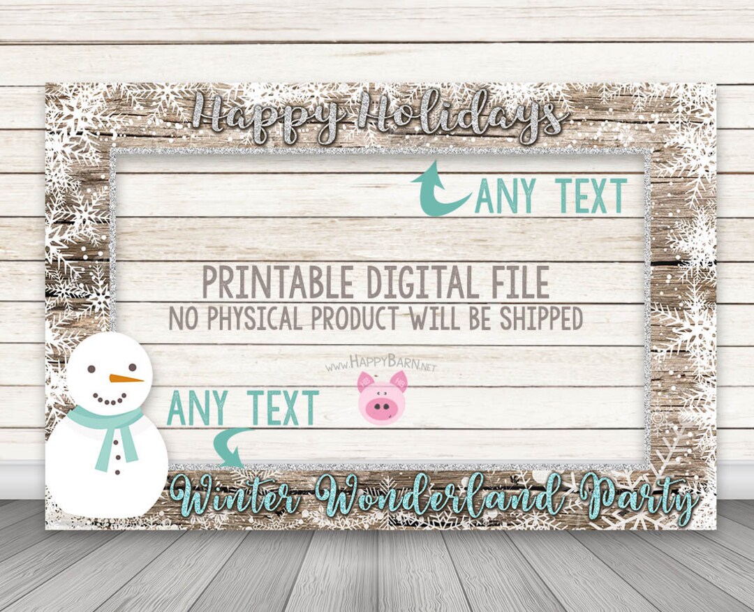 PRINTABLE Rustic Christmas Photo Booth Frame, Holiday Photo Booth Frame ...