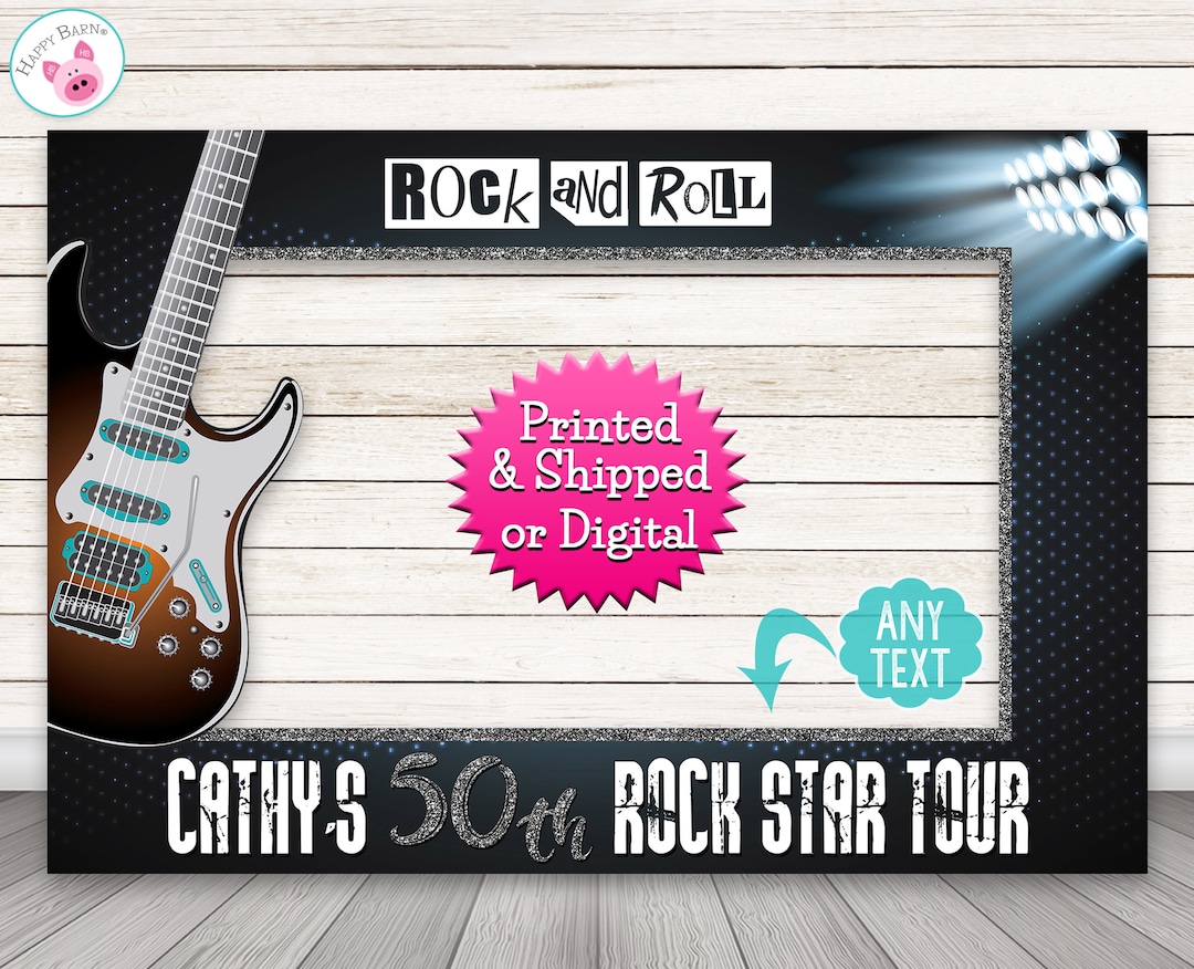 Rock and Roll Photo Booth Frame, Rock Party, Rockstar Guitar Photo ...