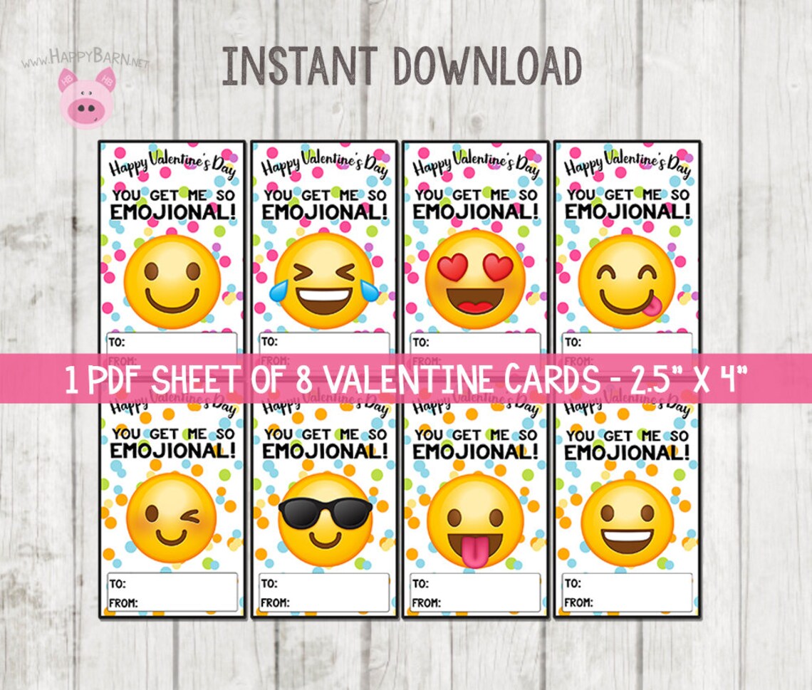 Emoji Valentines Cards, Emoji Valentine Cards, PDF School Valentine ...