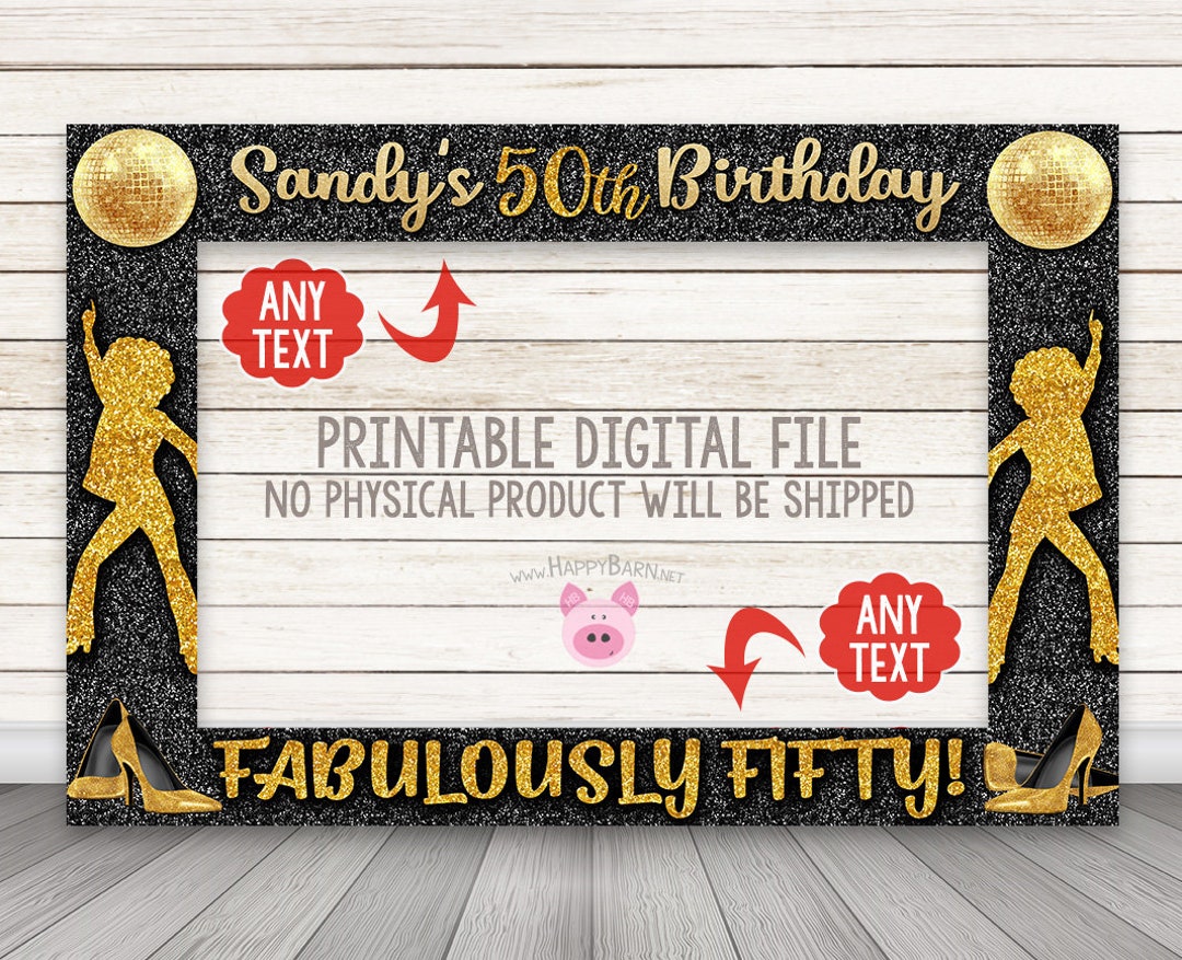 PRINTABLE Disco Photo Booth Frame, 70s Photo Booth Frame, 60s Disco ...